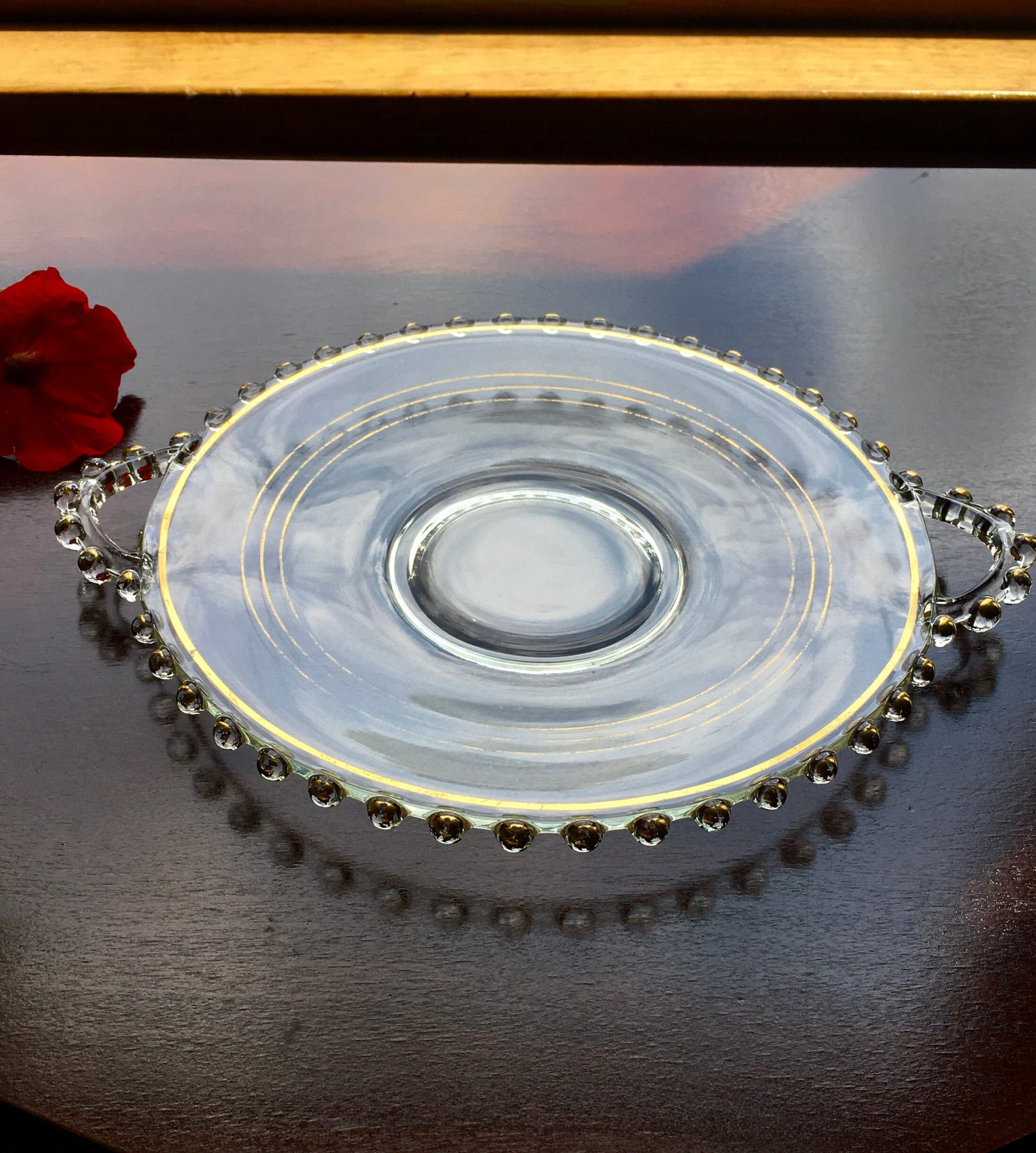 Candlewick Serving Plate Gold Trim Handled Vintage - Etsy