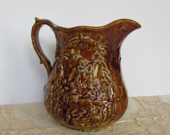 Antique Bennington Rockingham Glaze Hunting Scene Yellow Ware Pottery ...