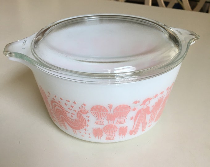Pyrex Pink Butterprint Casserole Dish #473 With Lid 1 Qt. - Etsy
