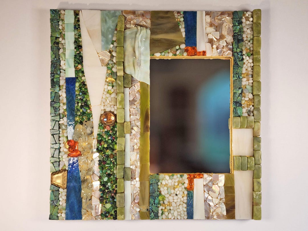 Deeply Textural Mosaic Mirror ~ Touchable Collage of Stained Glass ...
