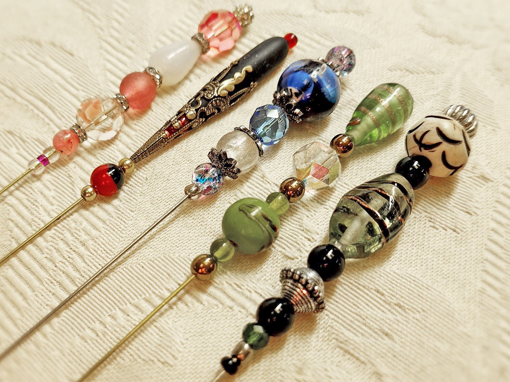 Fab Beaded 6 Inch Stick Pins ~ Shawl Brooch Pin ~ Scarf Pin ~ Lapel Pin ...