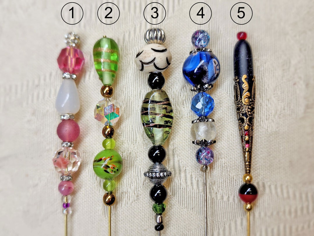 Fab Beaded 6 Inch Stick Pins ~ Shawl Brooch Pin ~ Scarf Pin ~ Lapel Pin ...