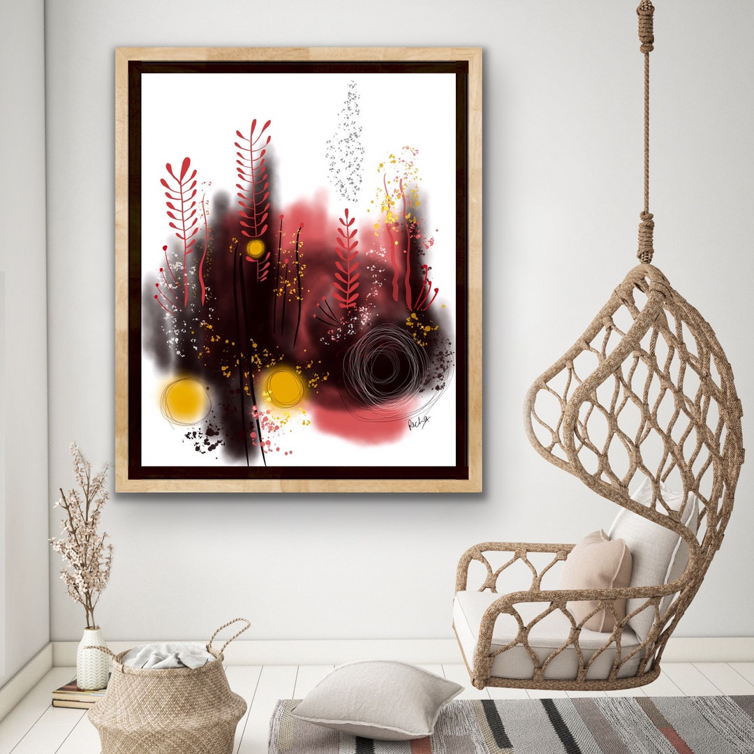 Abstract Wall Art, Red and Black Art, Modern Abstract Art, Printable ...