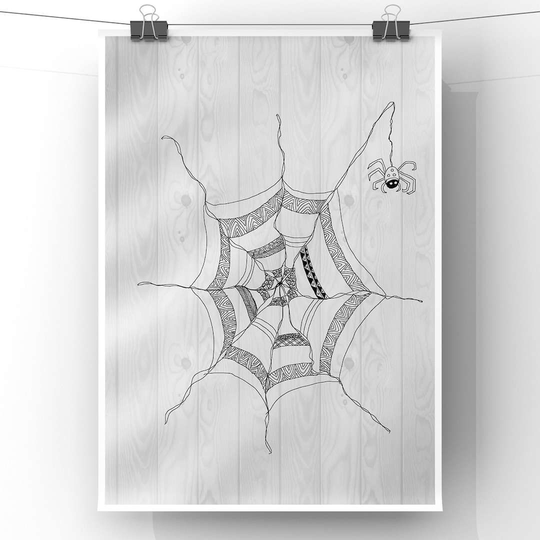 Whimsical Spider Web Wall Art, Halloween Jpeg, Pdf, Png, Minimal Wall ...