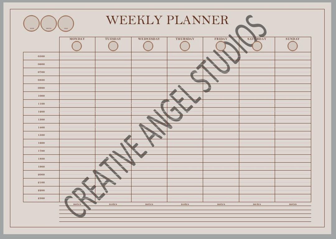 Minimalist A3 Weekly Planner Printable - Beige - Etsy