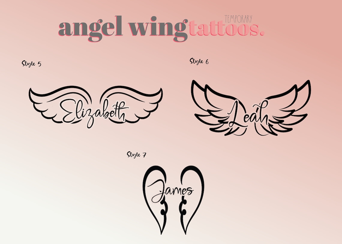 Angel Wings Personalized Custom Temporary Name Tattoos - Etsy