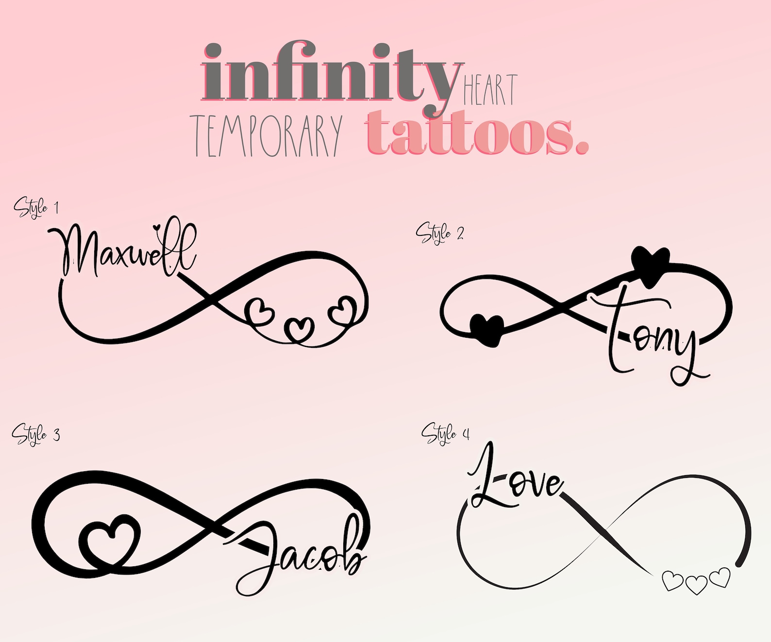 Custom Infinity Temporary Personalized Name Tattoo NEW Designs - Etsy