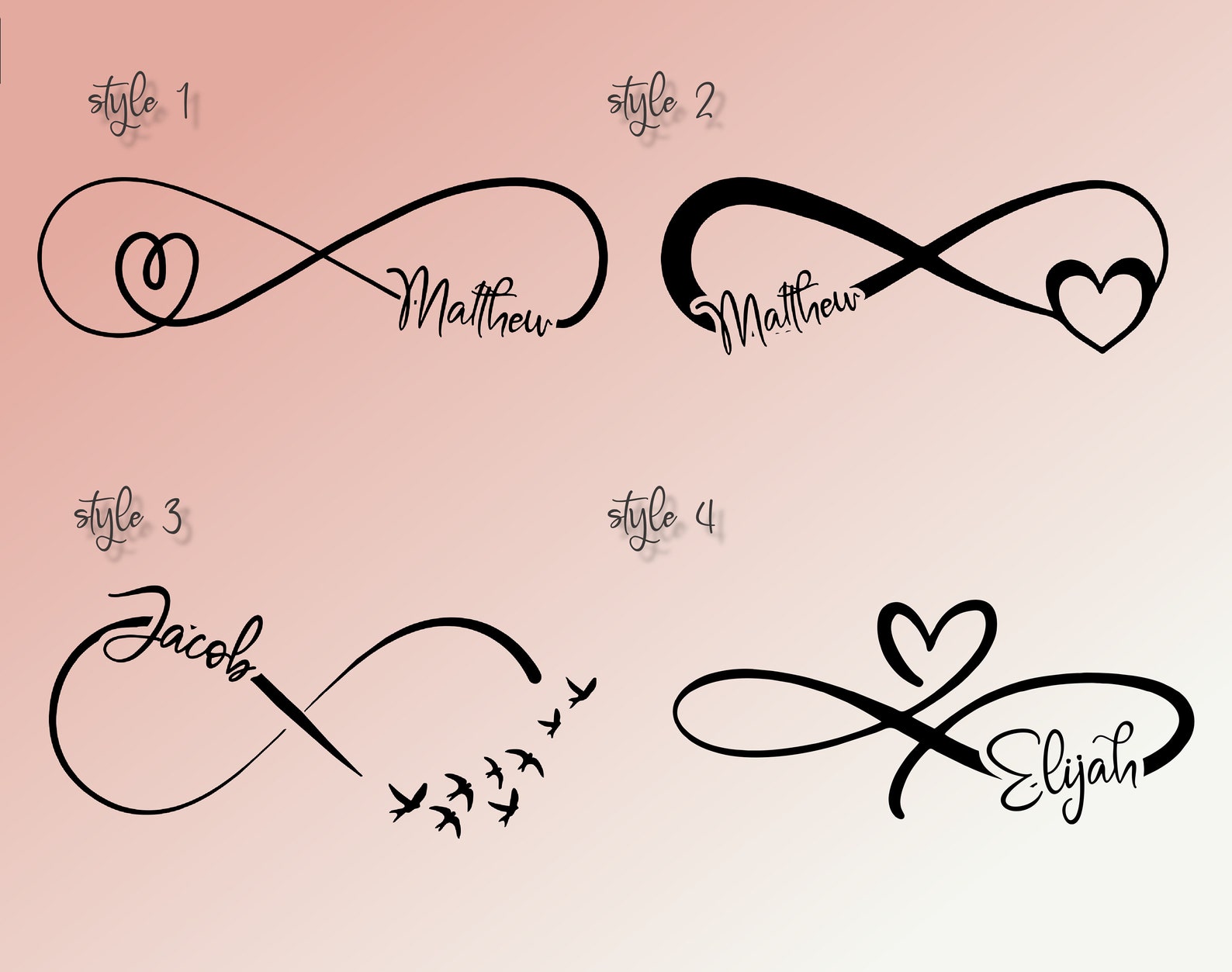 Custom Infinity Temporary Personalized Name Tattoo HEART - Etsy