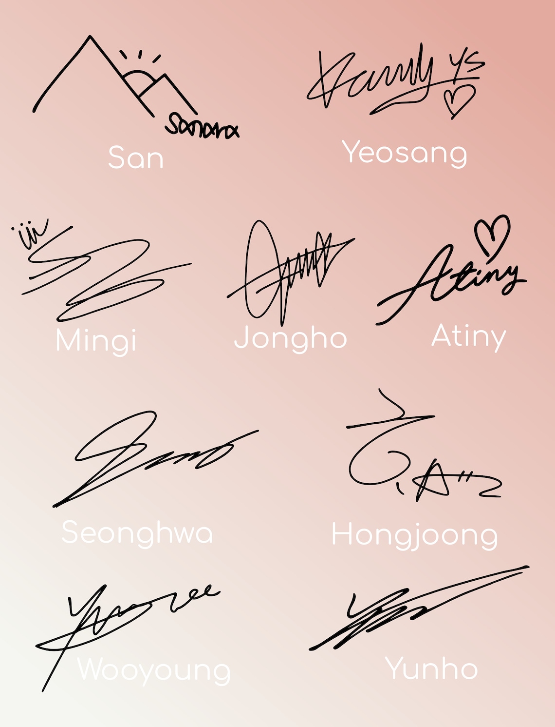 Kpop Group Ateez Signature Temporary Tattoo - Etsy