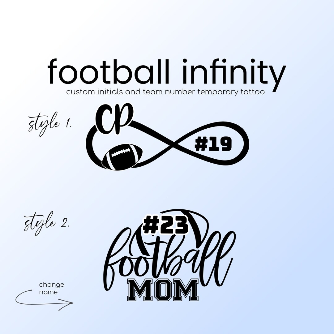 Custom FOOTBALL Infinity Temporary Personalized Name Tattoo and Team ...