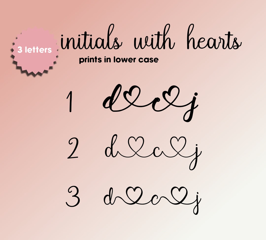 Custom Initials With Hearts Personalized Name Tattoo HEARTS - Etsy