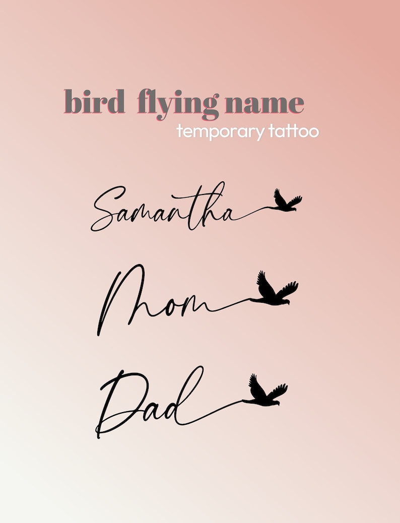 Loving Bird Flying Temporary Name Custom Tattoo - Etsy