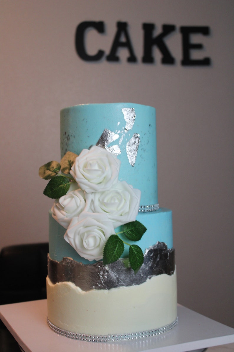 Blue and Sliver Wedding Cake - Etsy
