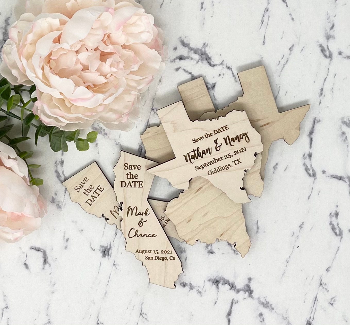 State Shaped Save the Date Personalized Wooden Save the Date - Etsy
