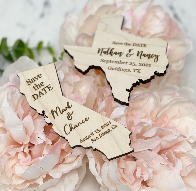 State Shaped Save the Date Personalized Wooden Save the Date - Etsy