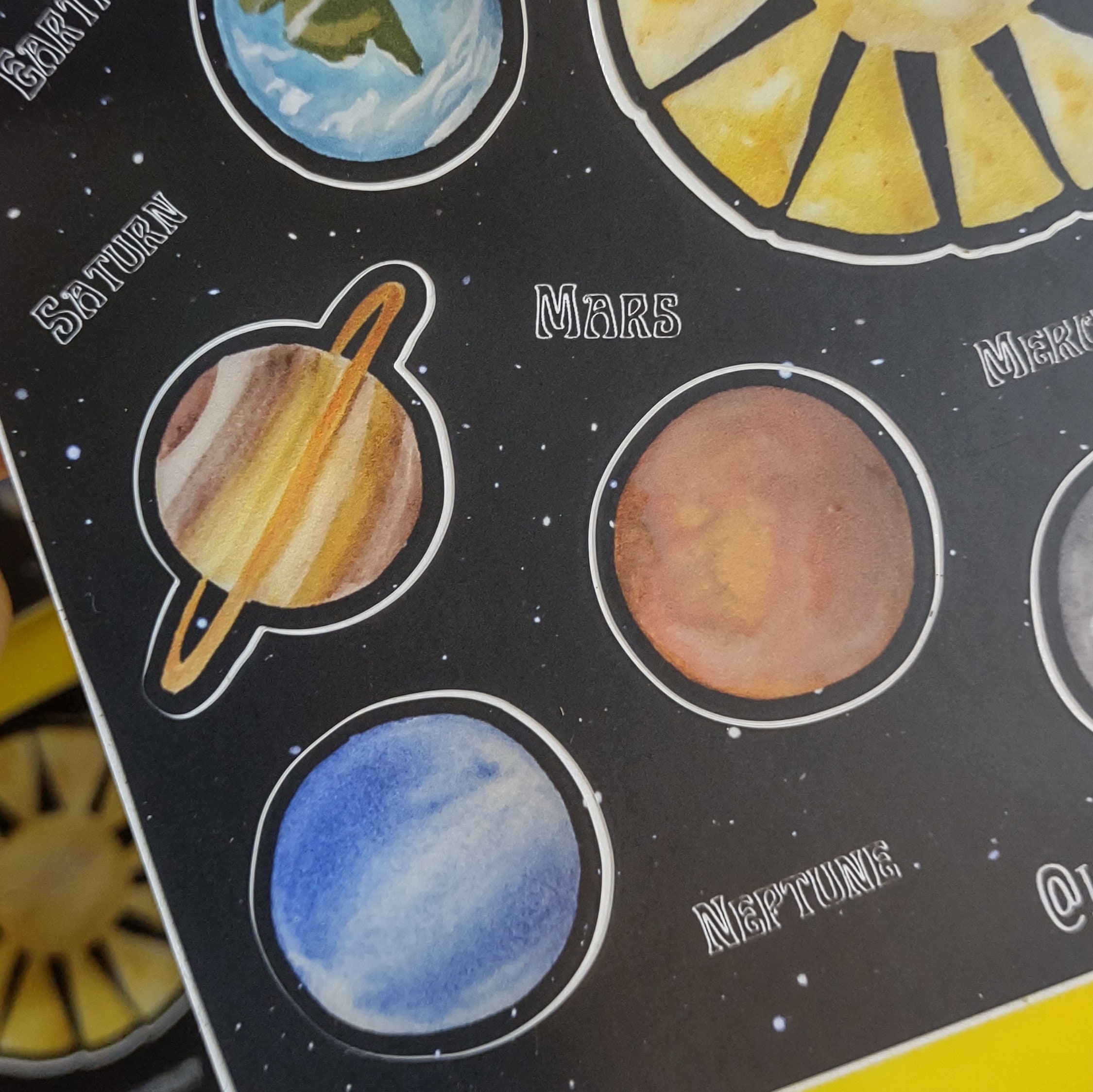 Planet Sticker Pack, Solar System Stickers, Journal Stickers, Water ...