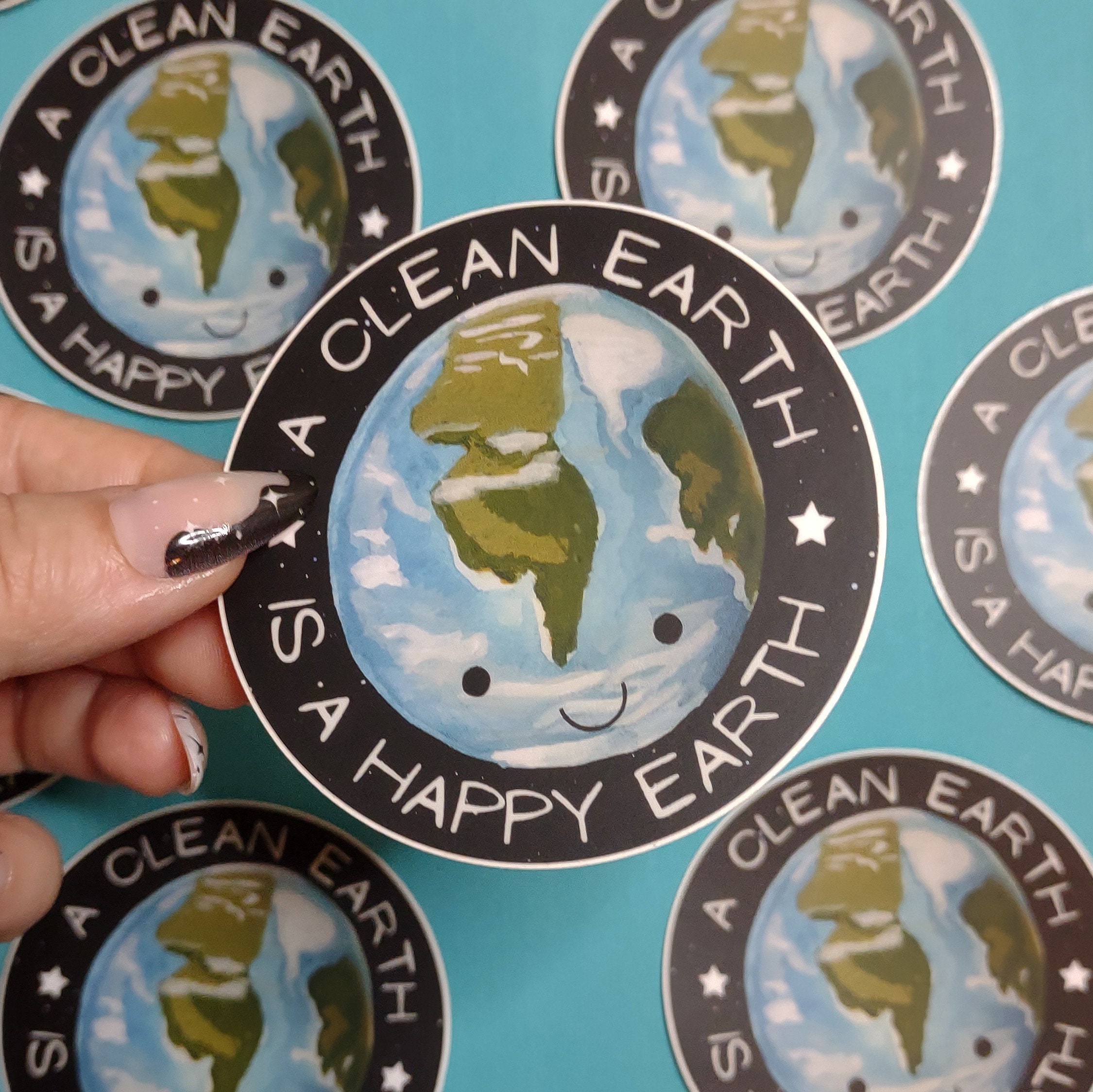 Happy Earth Sticker, Earth Day Sticker A Clean Earth is a Happy Earth ...