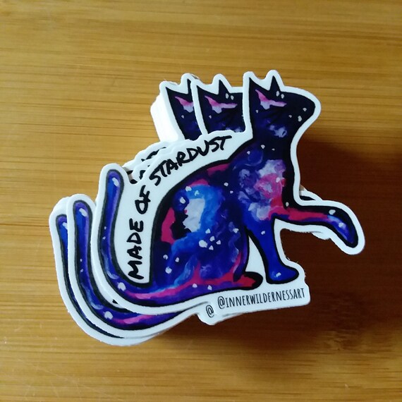 Made of Stardust Galaxy Cat sticker cosmic cat sticker made | Etsy