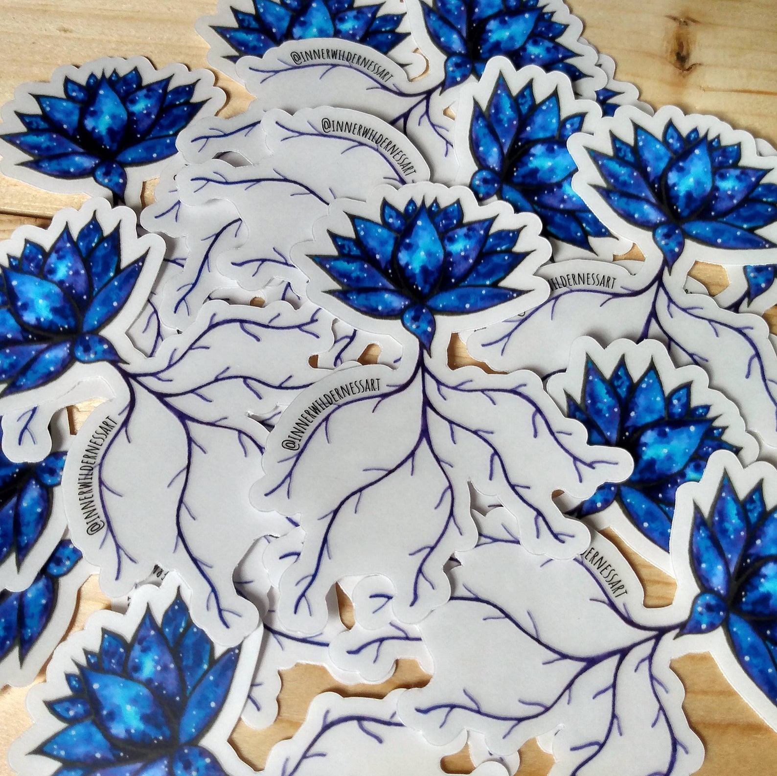Cosmic Lotus transparent sticker blue celestial lotus | Etsy