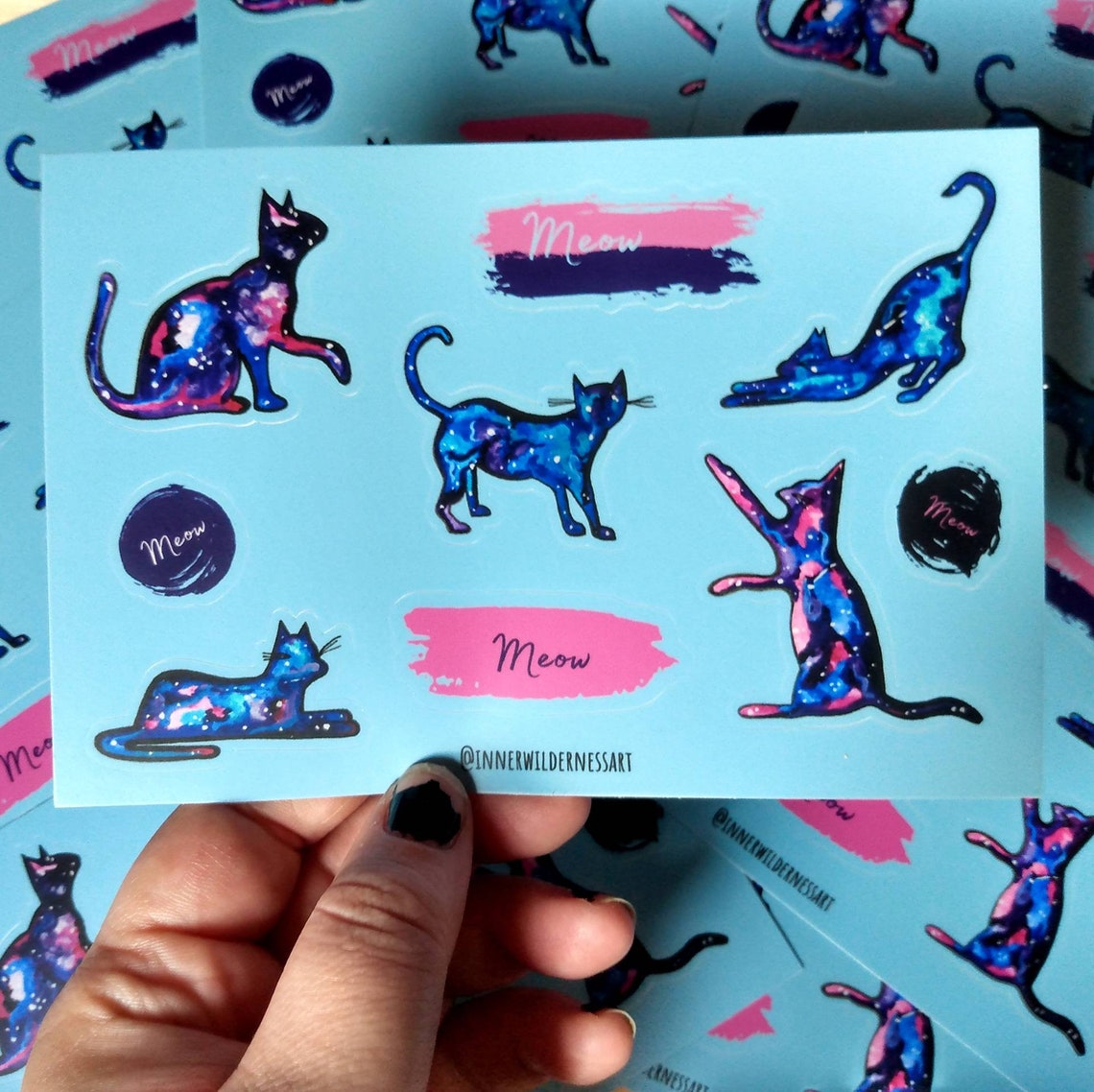 Galaxy Cat Sticker Sheet Cosmic Cat Stickers Meow Sticker | Etsy