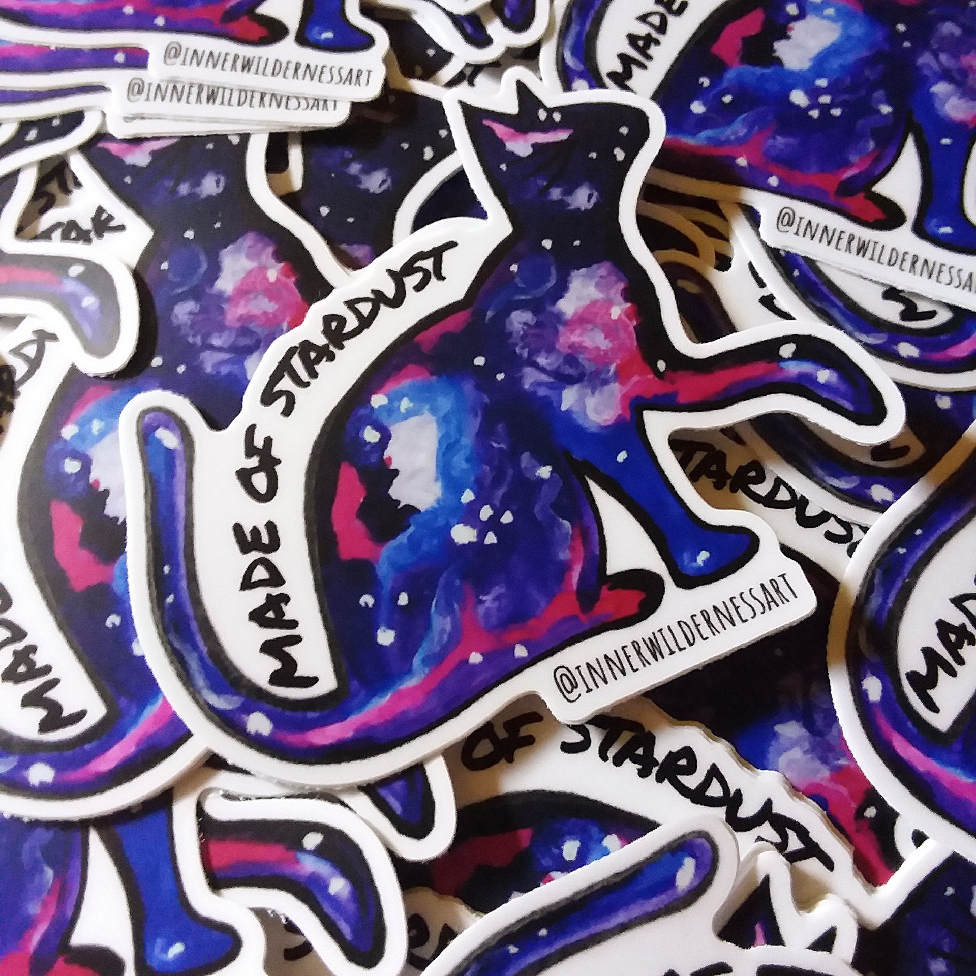 Made of Stardust Galaxy Cat sticker cosmic cat sticker made | Etsy
