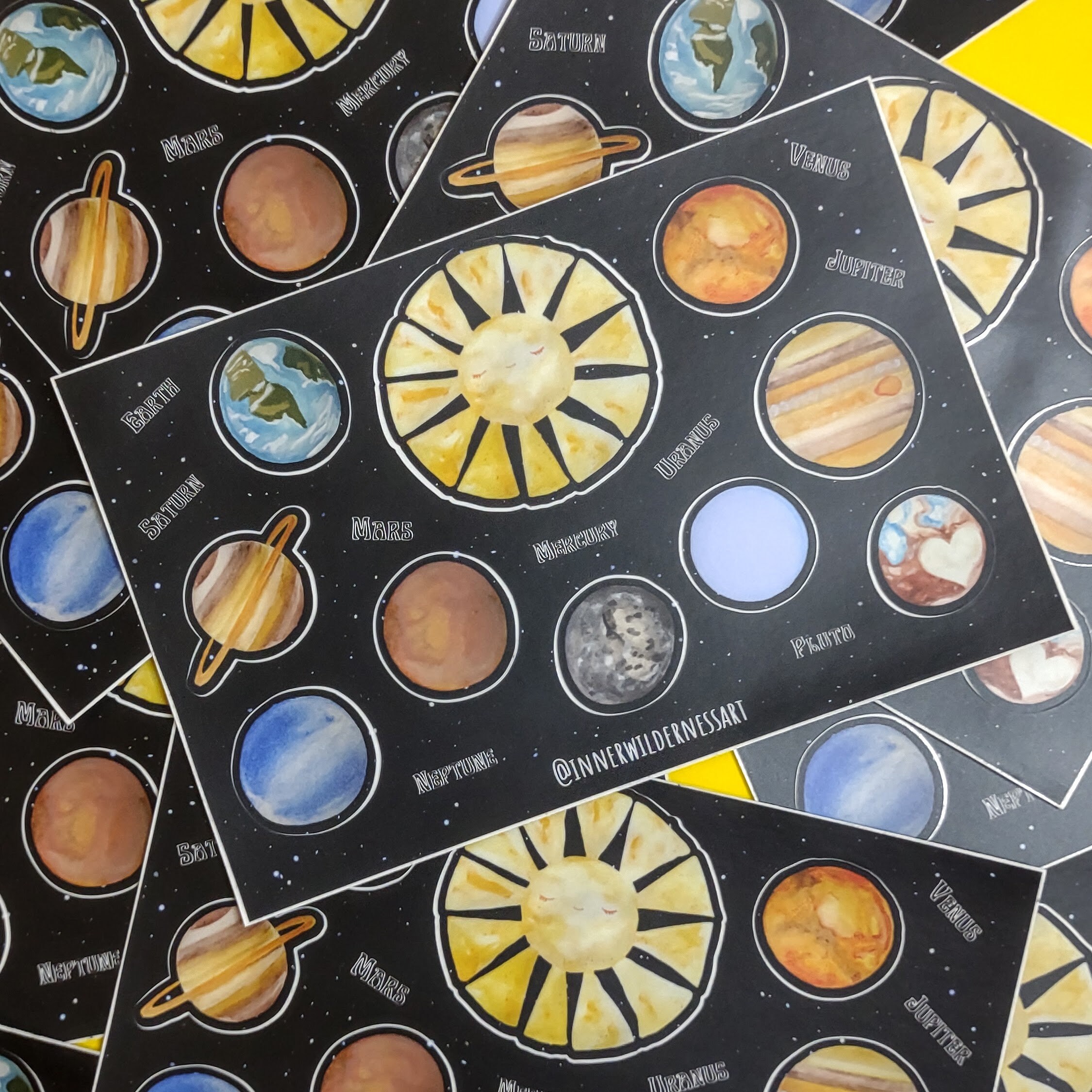 Planet Sticker Pack, Solar System Stickers, Journal Stickers, Water ...