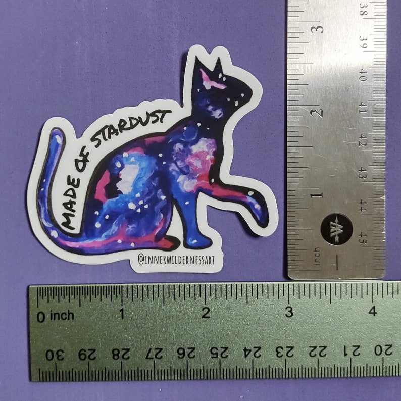 Made of Stardust Galaxy Cat Sticker Cosmic Cat Sticker Made - Etsy