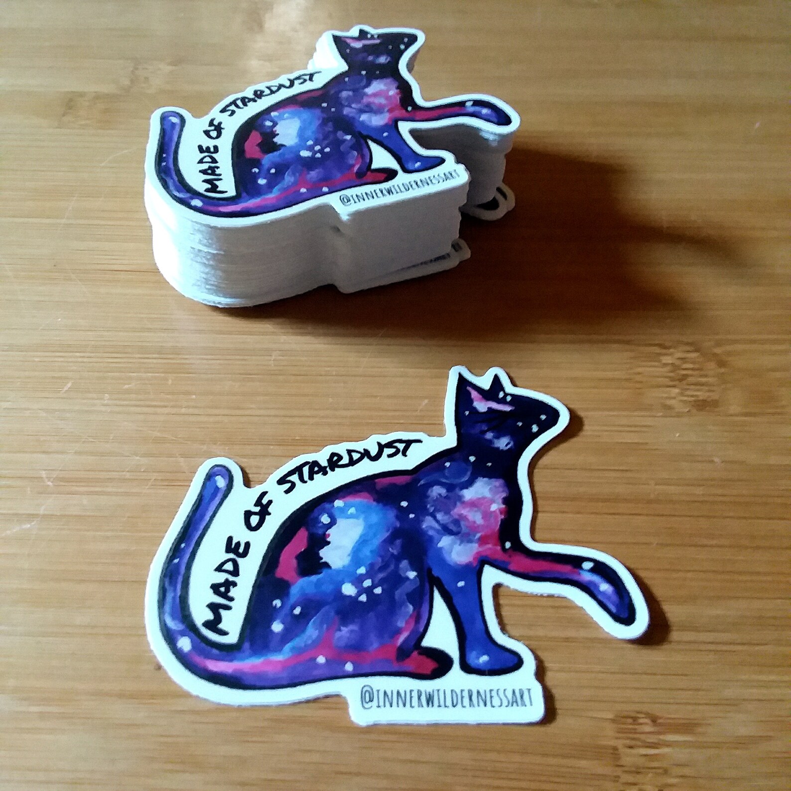 Made of Stardust Galaxy Cat sticker cosmic cat sticker made | Etsy