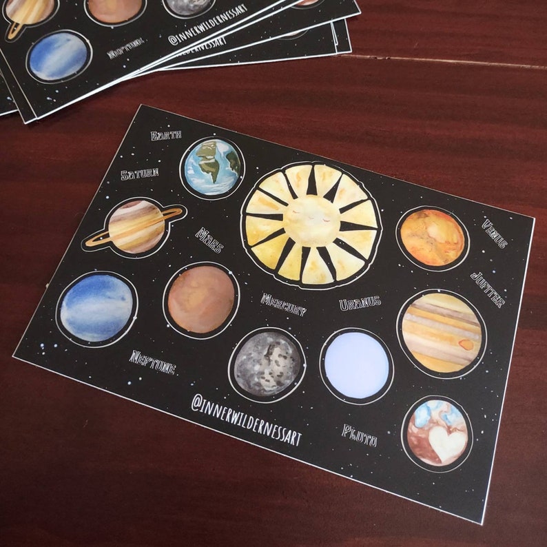 Planet Sticker Pack Solar System Stickers Journal Stickers | Etsy