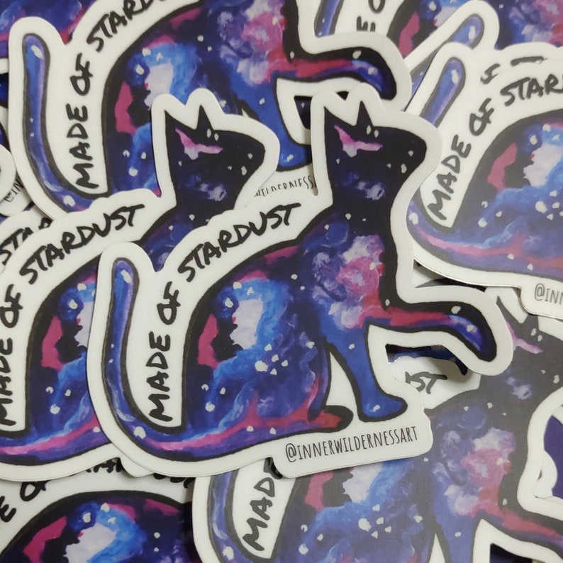 Made of Stardust Galaxy Cat Sticker Cosmic Cat Sticker Made - Etsy