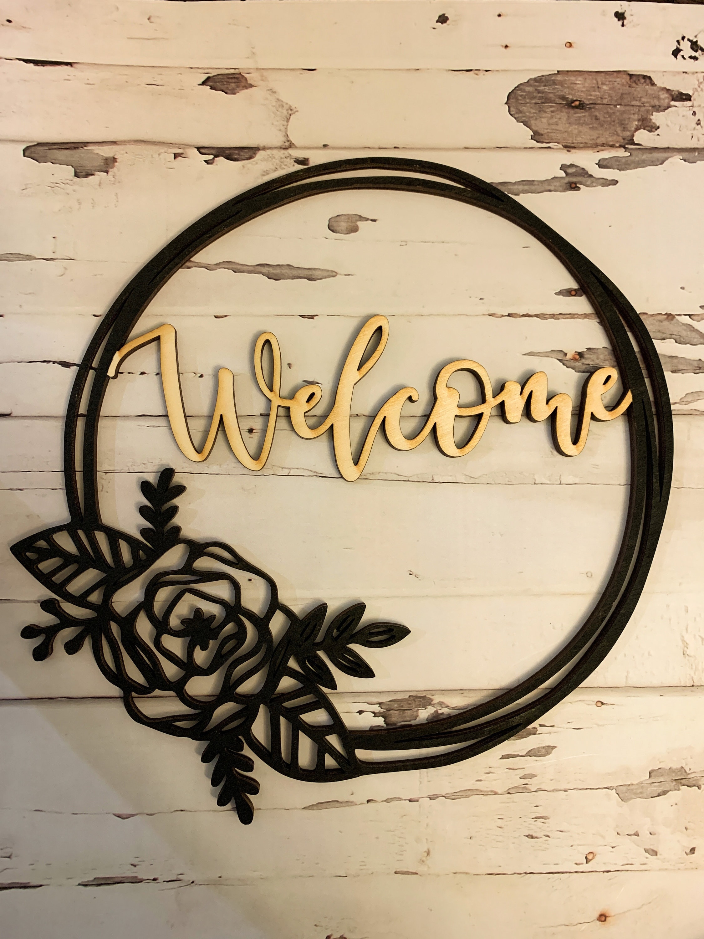 Circle Welcome Floral Sign/housewarming Gift/3d Laser Cut | Etsy