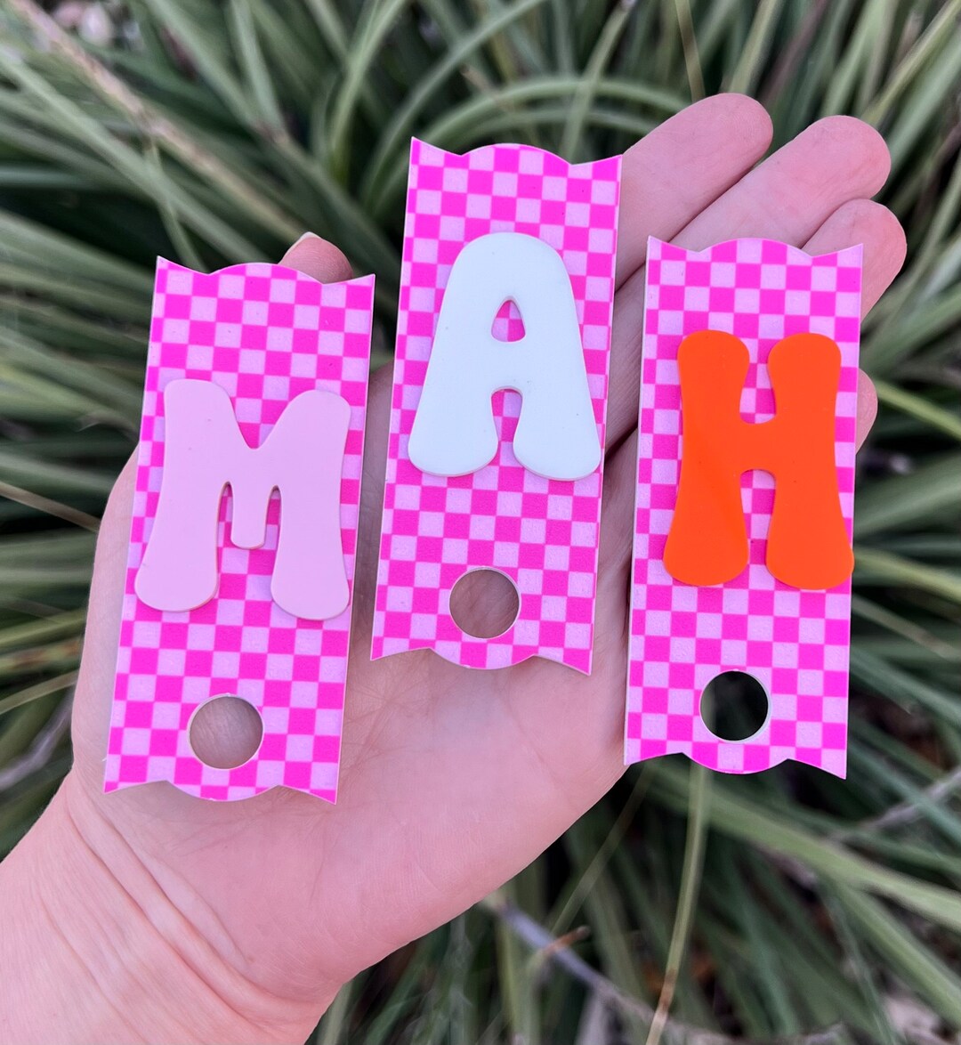 Checkered Stanely Name Plate || Pink Checkered Tumbler Name Plate ...
