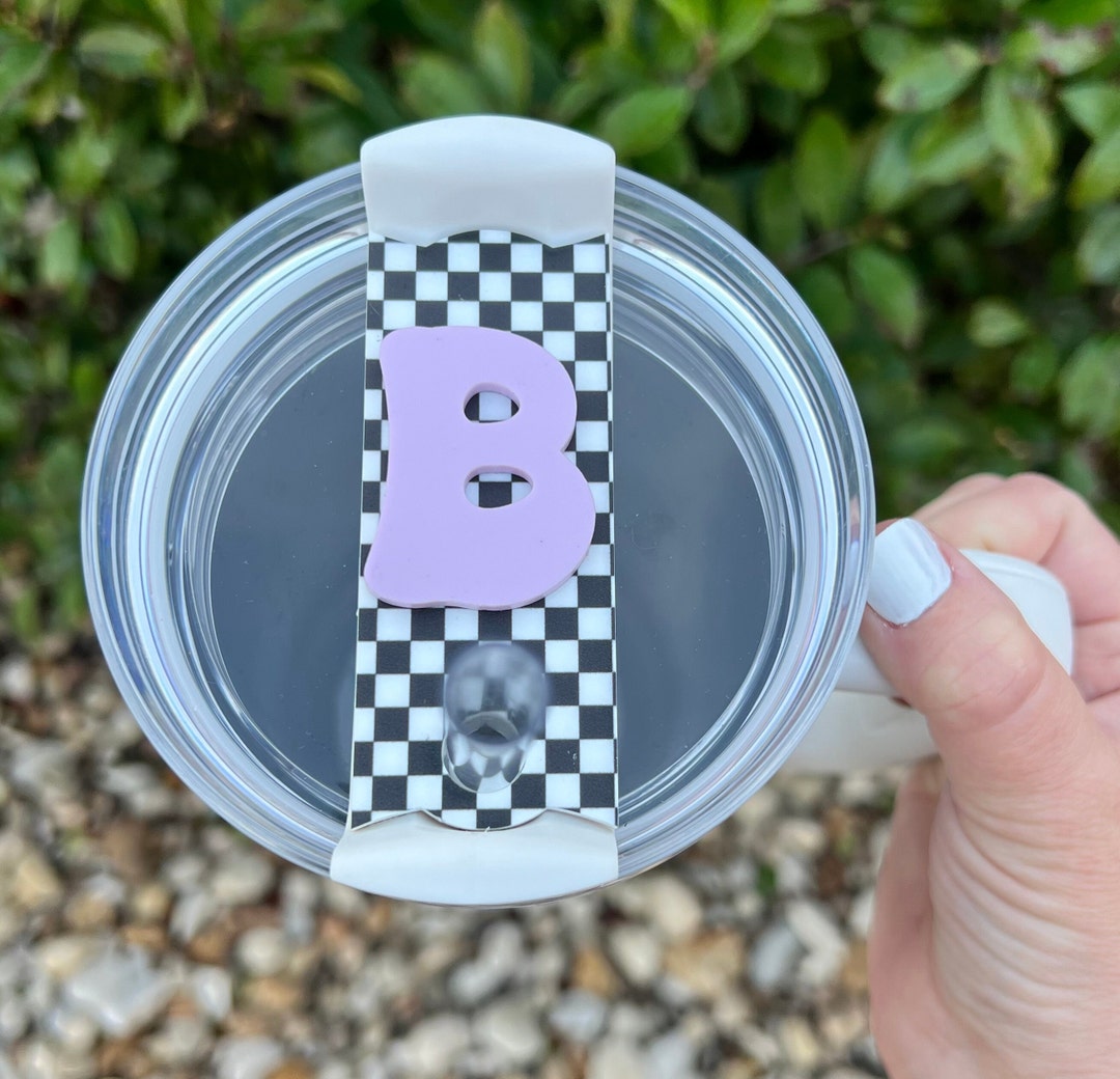 Checkered Stanely Name Plate || Pink Checkered Tumbler Name Plate ...