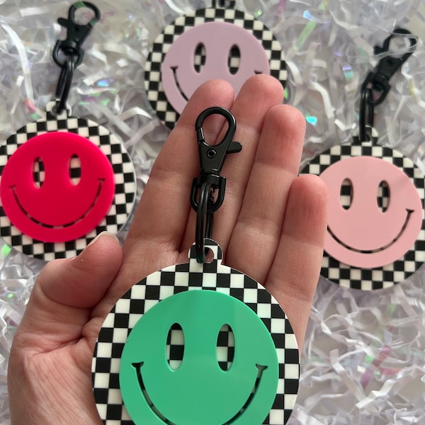 Smiley Face Key Ring - Etsy
