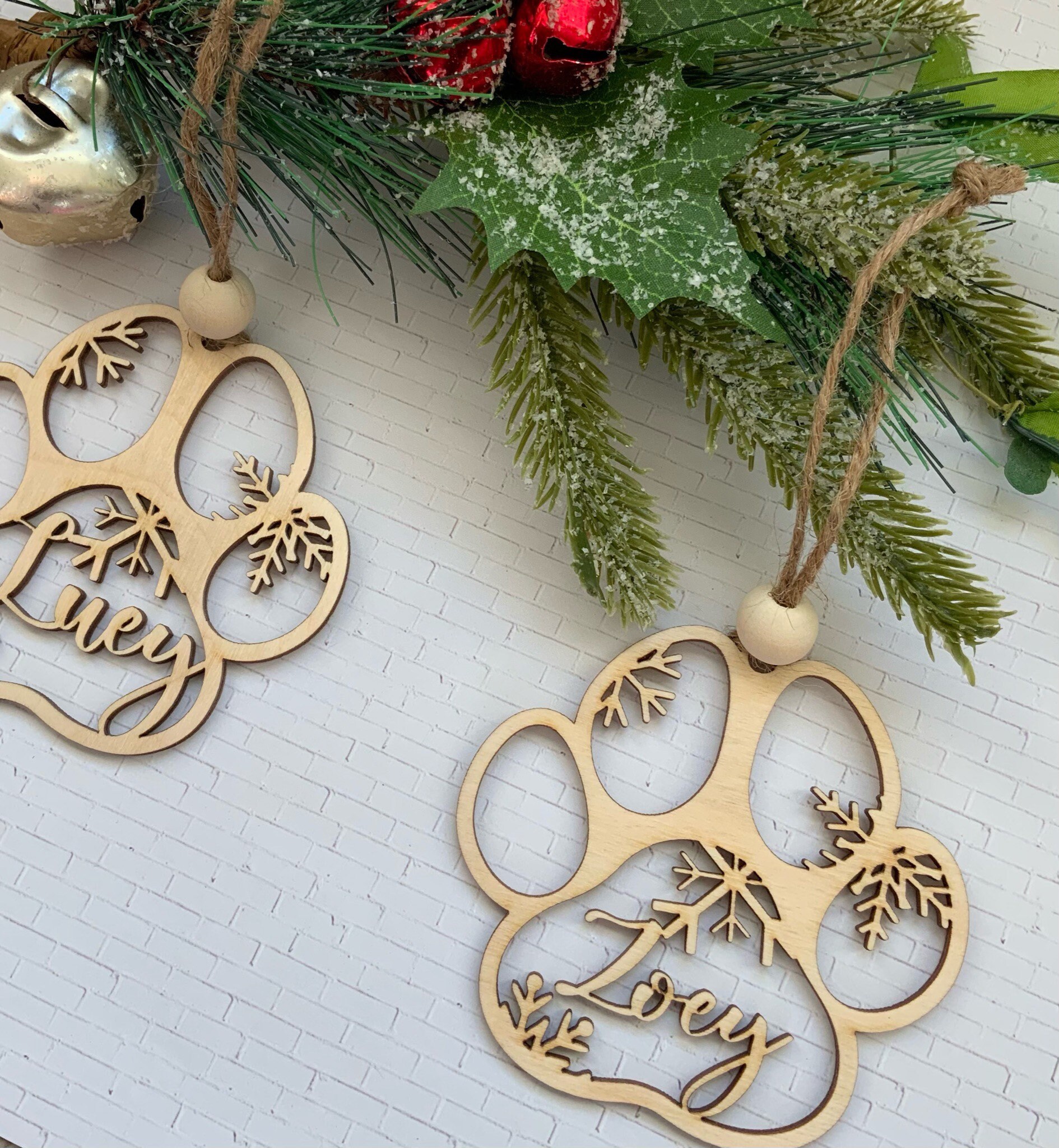 Personalized Pet Paw Wood Ornament - Etsy