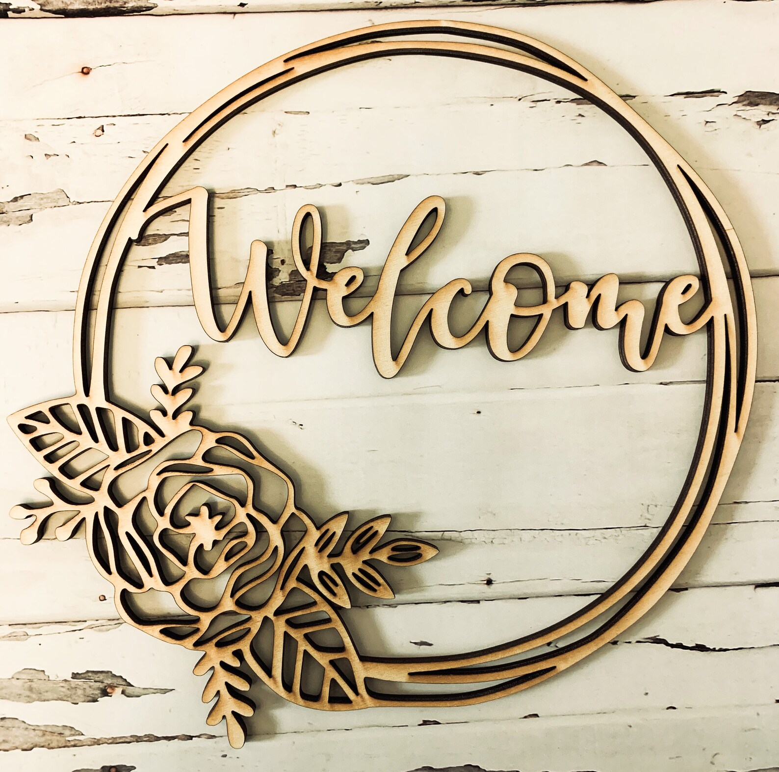 Circle Welcome Floral Sign/housewarming Gift/3d Laser Cut - Etsy