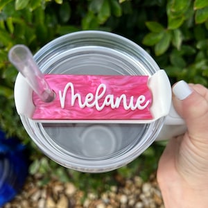 Hot Pink Pearl, Stanley Lid Tag, 30oz & 40oz Name Plate Tag, Custom ...