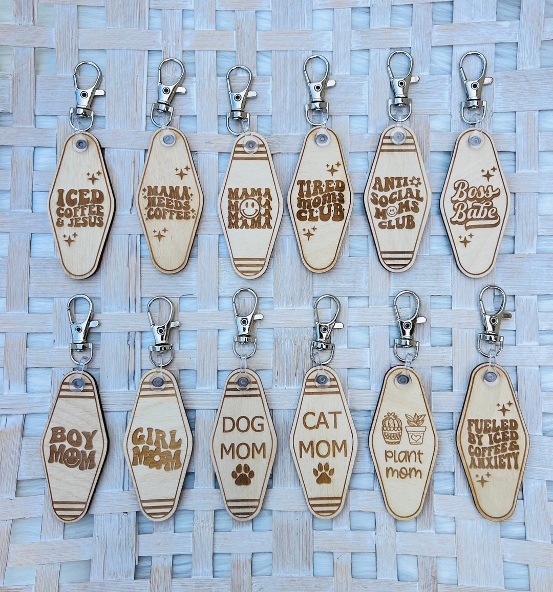 Retro Inspired Wooden Motel Keychain, Mom Keychain, Motel Keychain ...