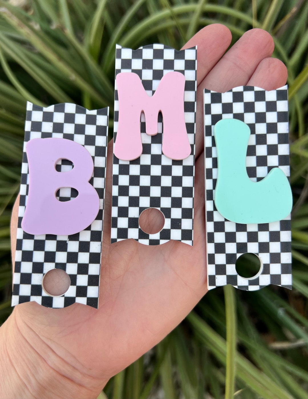 Checkered Stanely Name Plate || Pink Checkered Tumbler Name Plate ...