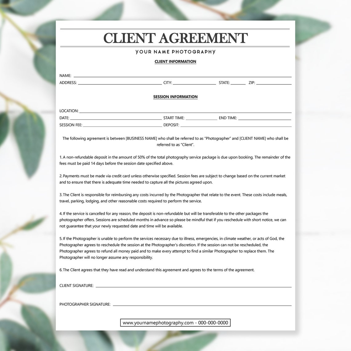 WORD Photography Business Forms Bundle, Admin Bundle, Client Agreement ...