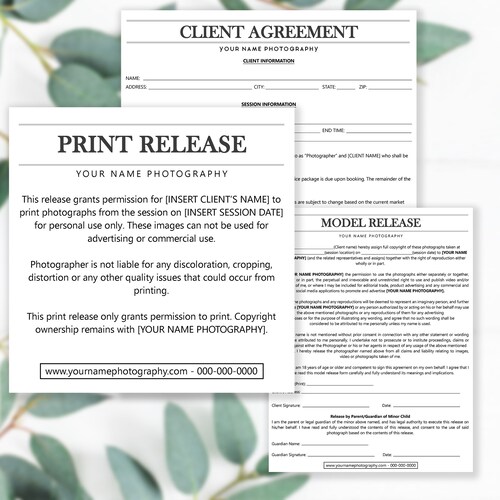 Wedding Model Release Form Wedding Photography Forms Model - Etsy