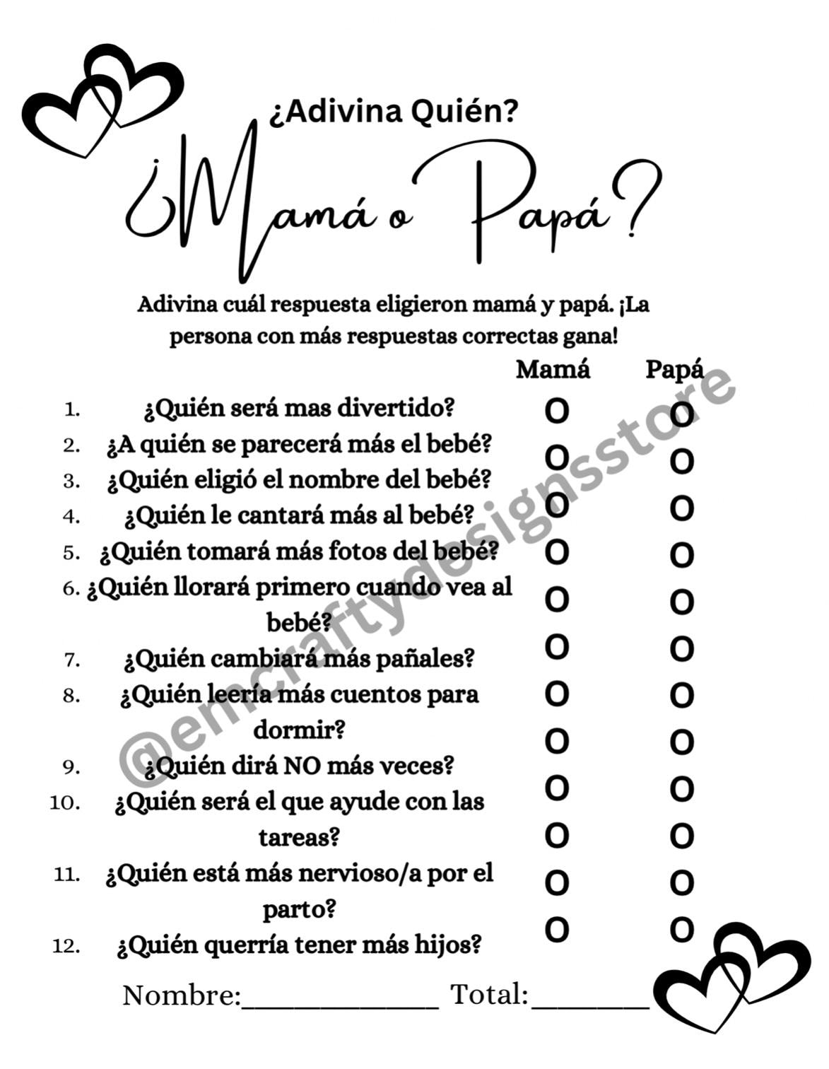 Guess Who Spanish Baby Shower Game, Adivina Quién, Baby Shower Game ...