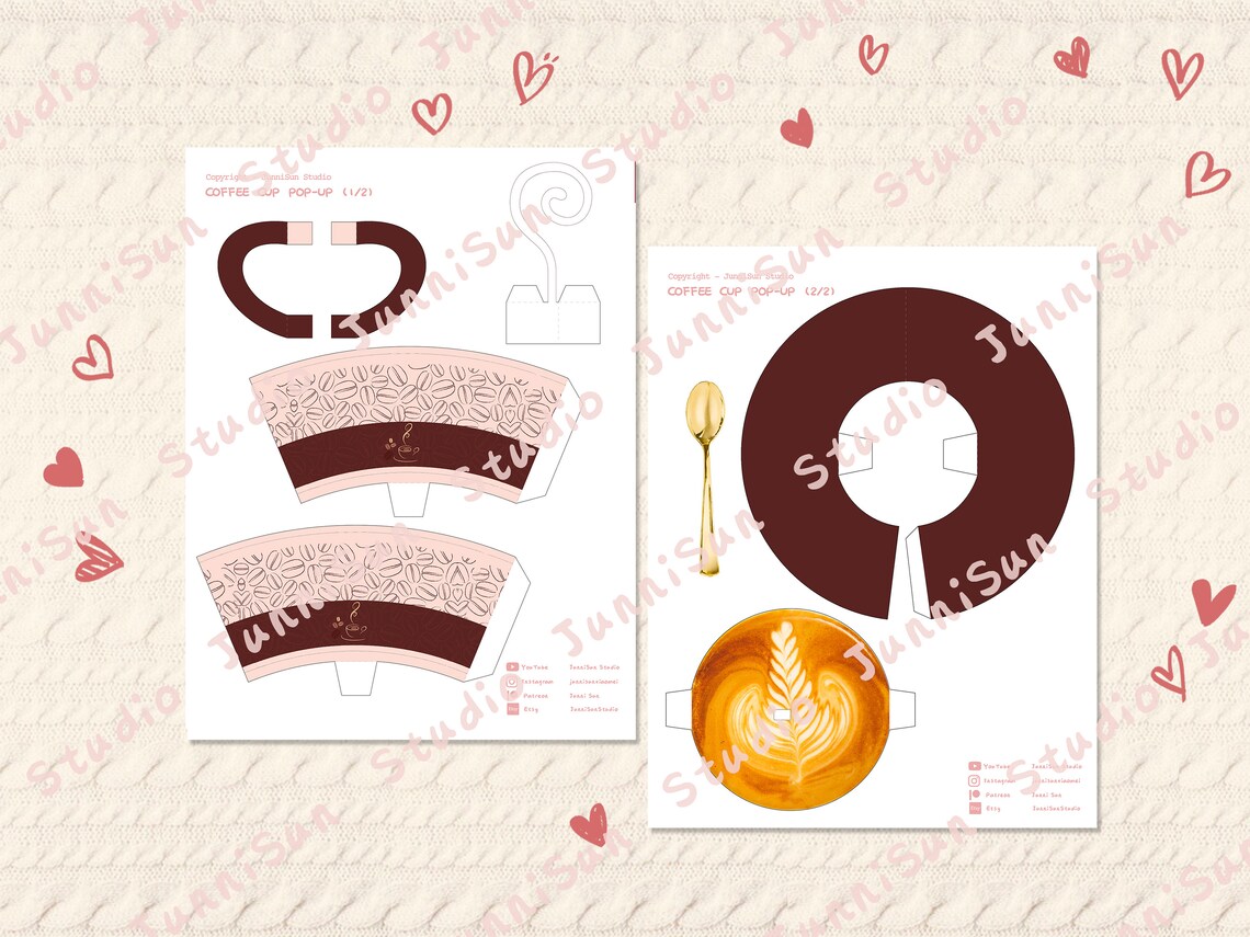 Coffee POP-UP Card Template | Junnisun Bullet Journal - Etsy