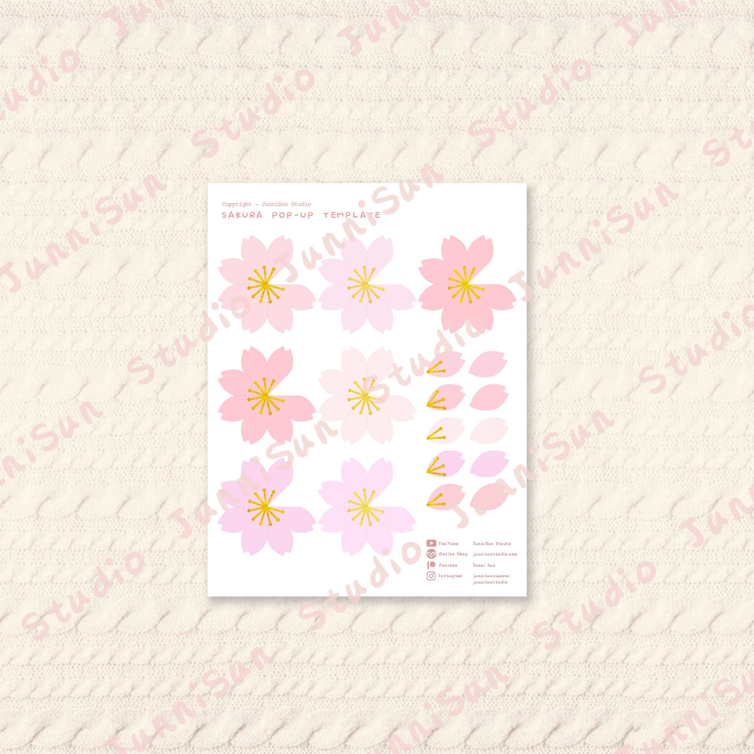 Sakura Flower POP-UP Card Template - Etsy