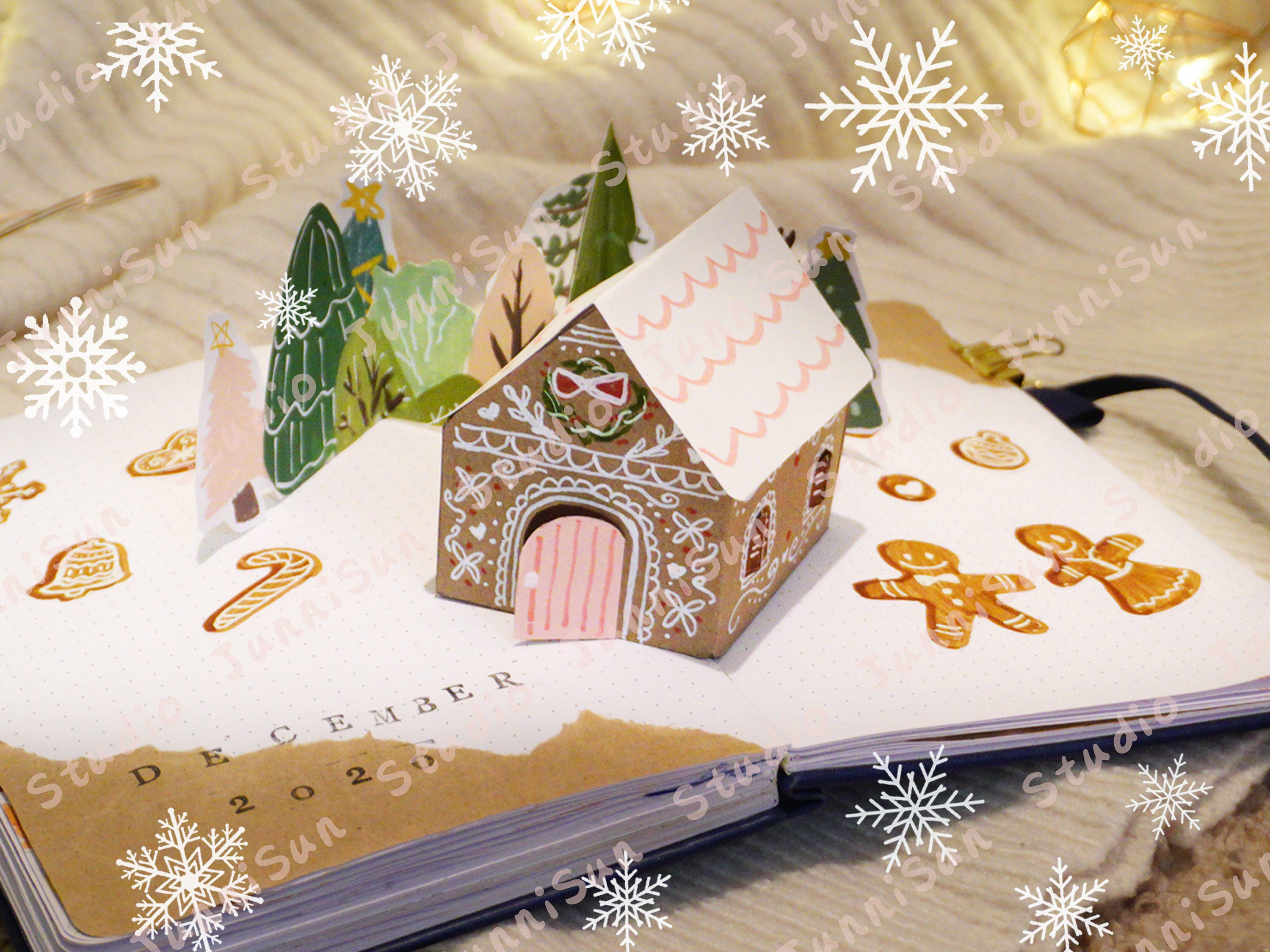 Gingerbread House POP-UP Card Template Junnisun Bullet Journal - Etsy