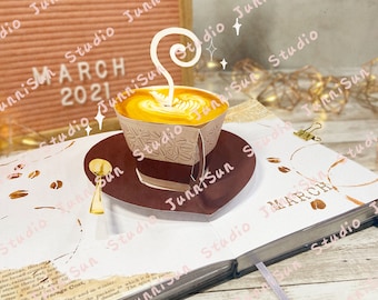 Tea Party POP-UP Card Template | Junnisun Bullet Journal - Etsy