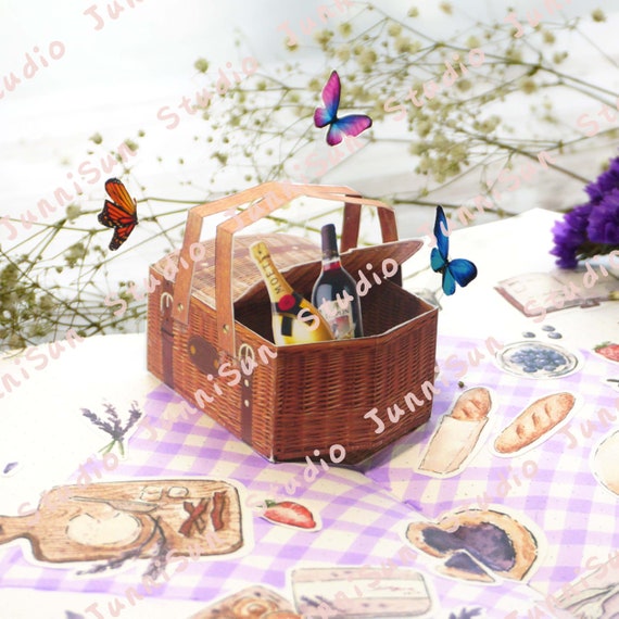 Picnic Basket POP-UP Card Template Junnisun Bullet Journal - Etsy