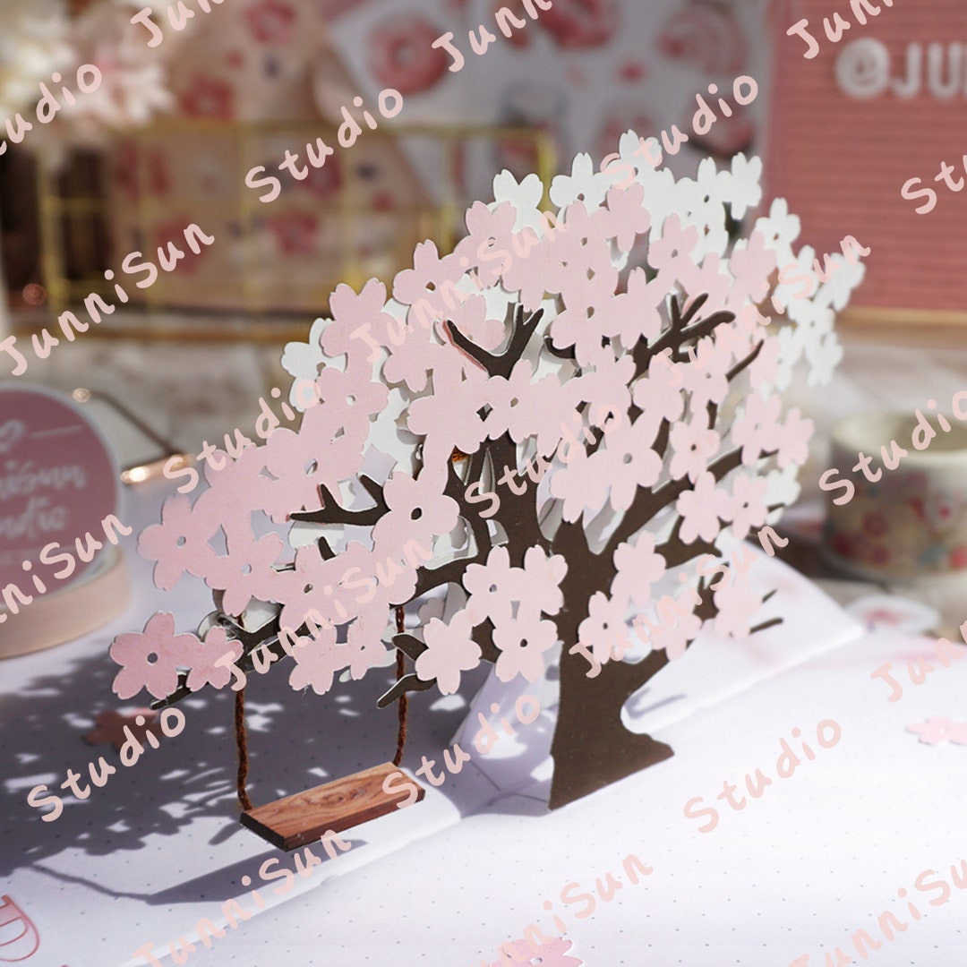 Sakura Tree POP-UP Card Template | Junnisun Bullet Journal - Etsy