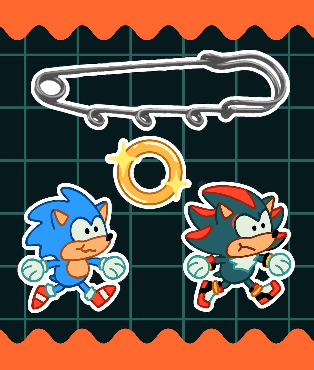Sonic & Shadow Safety Pin Charm (PREORDER) - Etsy