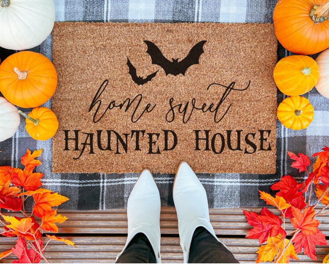 Home Sweet Haunted House - Halloween Bats Welcome Mat SVG - Instant ...